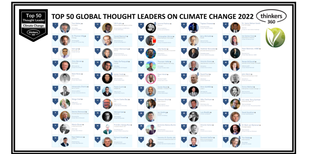 Top 50 Global Thought Leaders and Influencers on Climate Change 2022 - CarbonNegativeAlliance